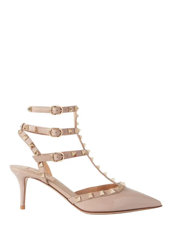 Valentino Garavani Rockstud 65 Patent-leather Pumps - Neutrals