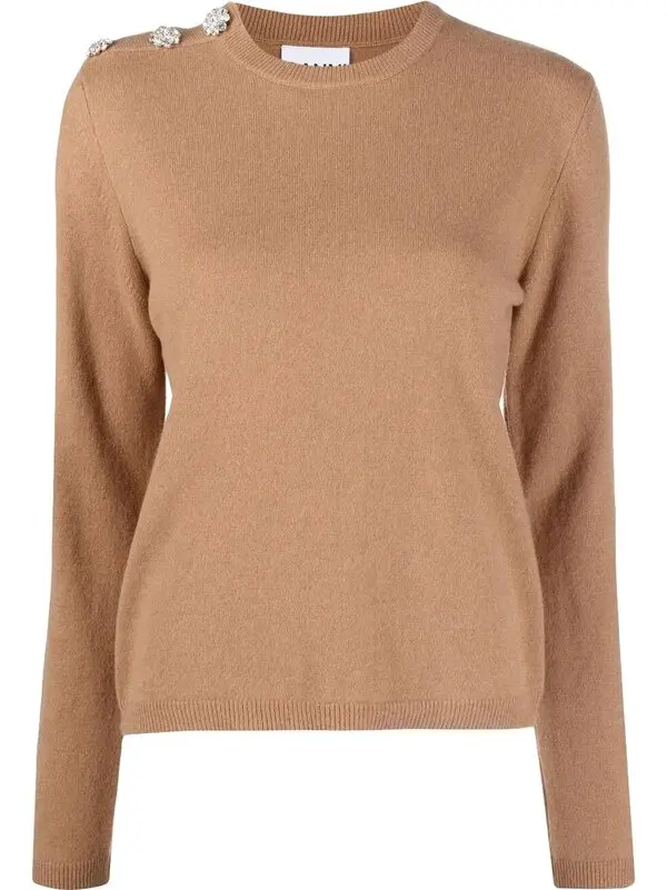 GANNI Embellished Crew Neck Jumper - Neutrals