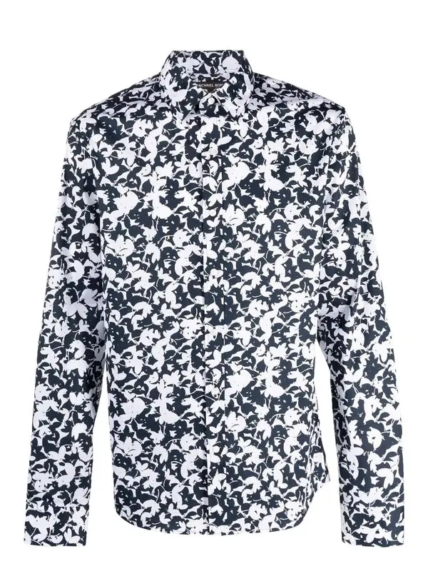 Michael Kors Floral-print Button-up Shirt - Black