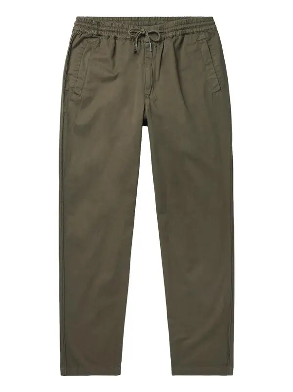 Folk Tapered Cotton-twill Drawstring Trousers - Green