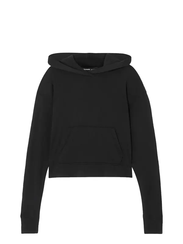 JAMES PERSE Cropped Cotton-jersey Hoodie - Black