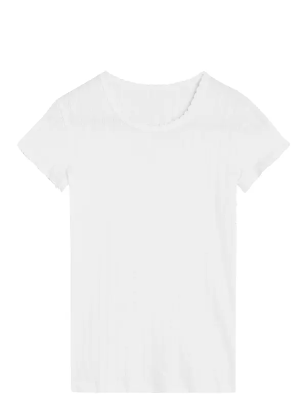 LESET Pointelle-knit Cotton-jersey T-shirt - White