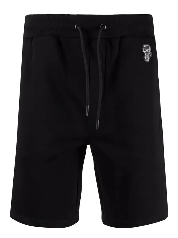 Karl Lagerfeld Cotton Logo Tape Track Shorts - Black