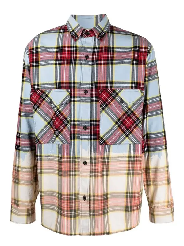 COUNTY OF MILAN Dyed-effect Check Shirt - Red
