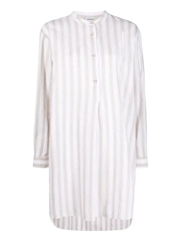 Woolrich Striped Cotton-linen Blend Shirt - Neutrals