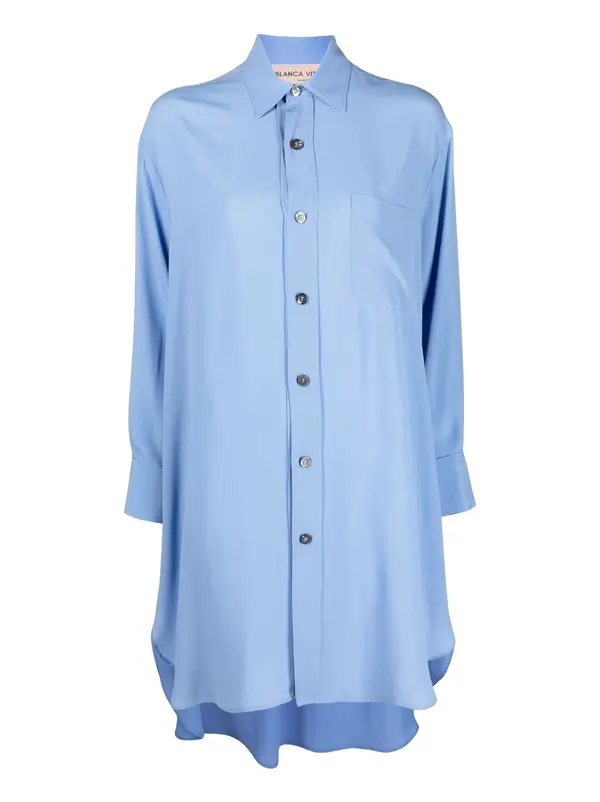 BLANCA VITA Patch-pocket Shirt Dress - Blue