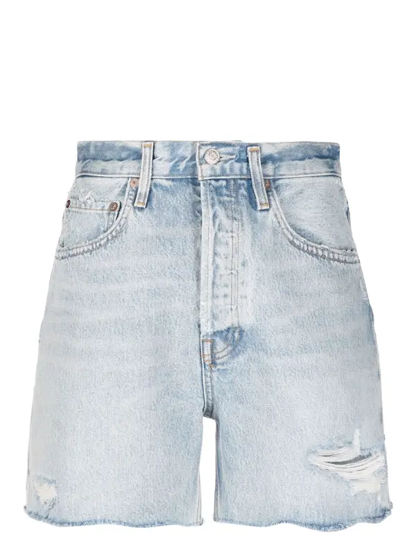 AGOLDE Distressed Denim Shorts - Blue