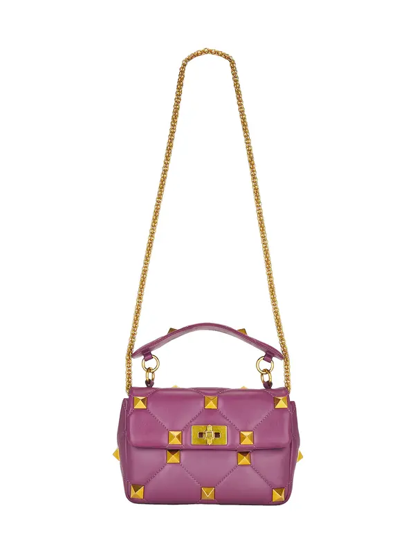Valentino Garavani Medium Roman Stud Shoulder Bag - Malva