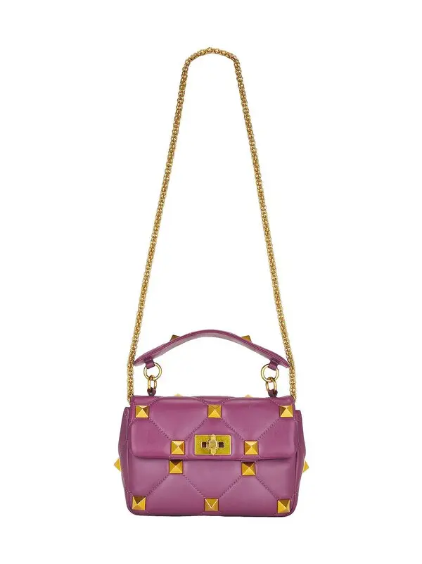 Valentino Garavani Medium Roman Stud Shoulder Bag - Malva