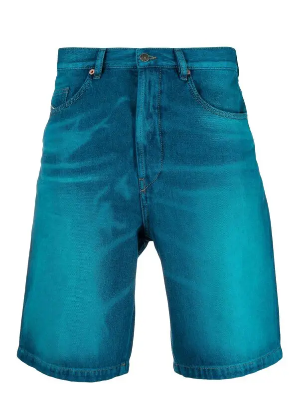 DIESEL Lasered-effect Denim Shorts - Blue