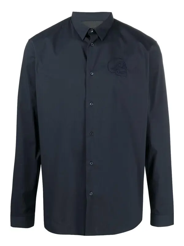 Philipp Plein Embroidered Skull Buttoned Shirt - Blue