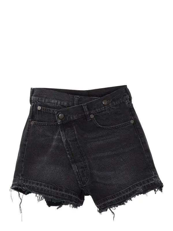 R13 Crossover Asymmetric Denim Shorts - Black