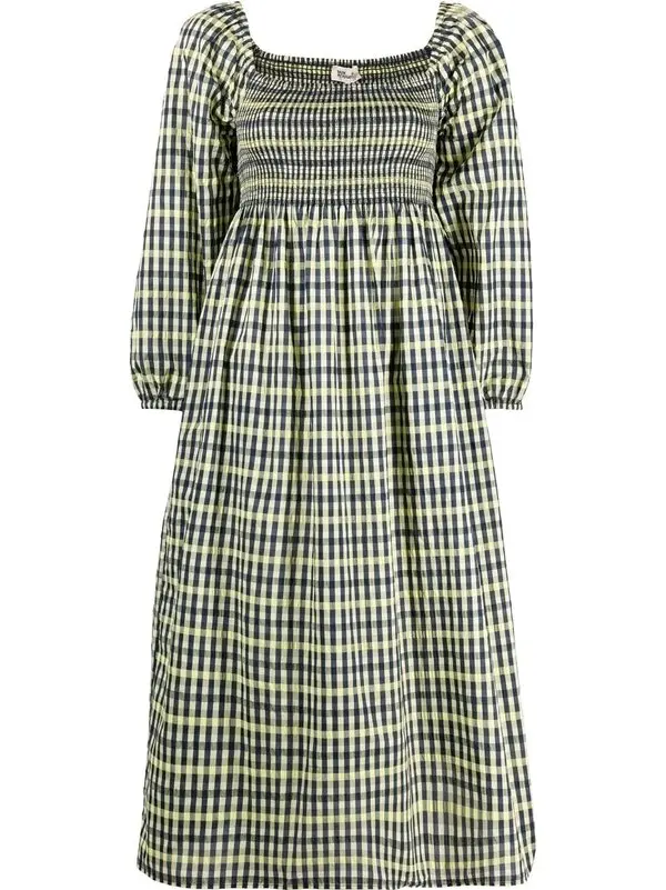 Baum Und Pferdgarten Aquina Checked Midi Dress - Yellow