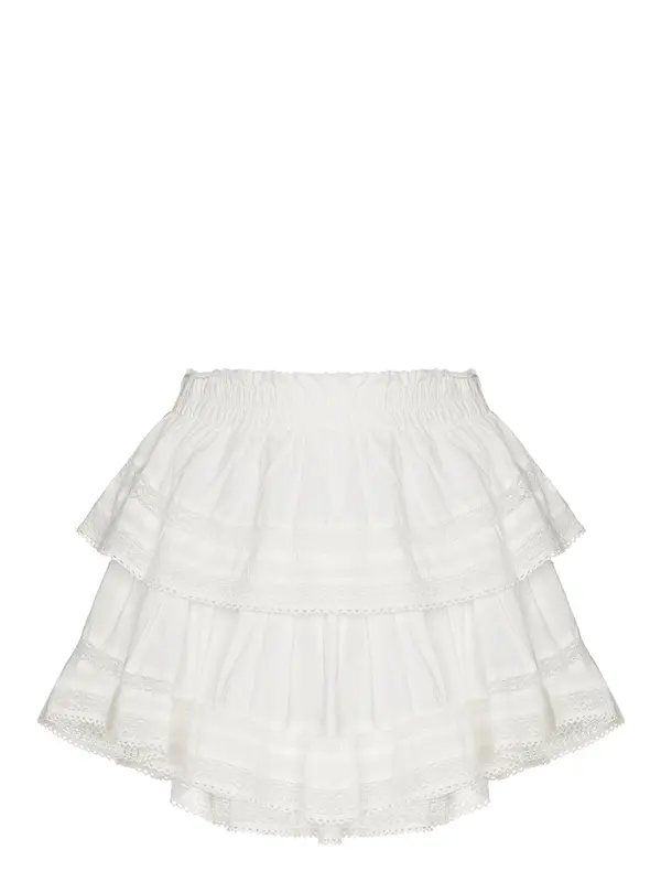 LoveShackFancy Lace-trimmed Cotton Miniskirt - White