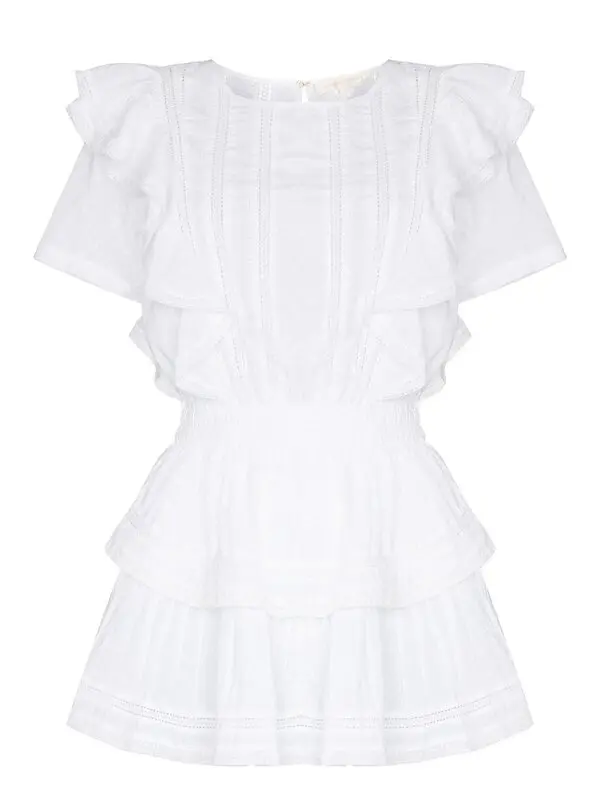 LoveShackFancy Natasha Ruffle-trim Minidress - White