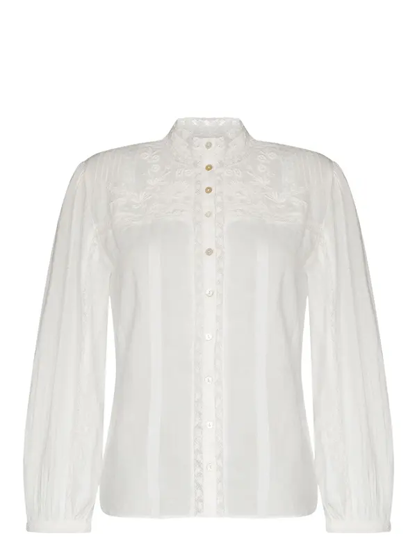 LoveShackFancy Ronda Floral-embroidery Blouse - White