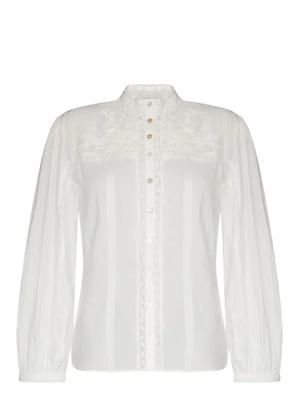 LoveShackFancy Ronda Floral-embroidery Blouse - White