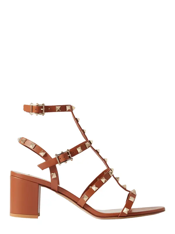 Valentino Garavani Rockstud 55 Leather Sandals - Brown