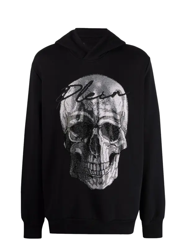 Philipp Plein Crystal-embellished Skull Hoodie - Black