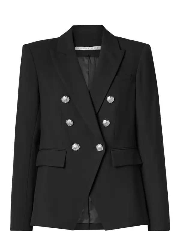 Veronica Beard Miller Dickey Double-breasted Grain De Poudre Blazer - Black