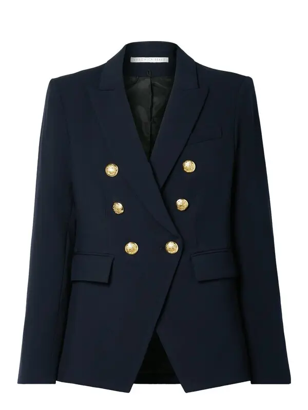 Veronica Beard Miller Dickey Double-breasted Grain De Poudre Blazer - Blue