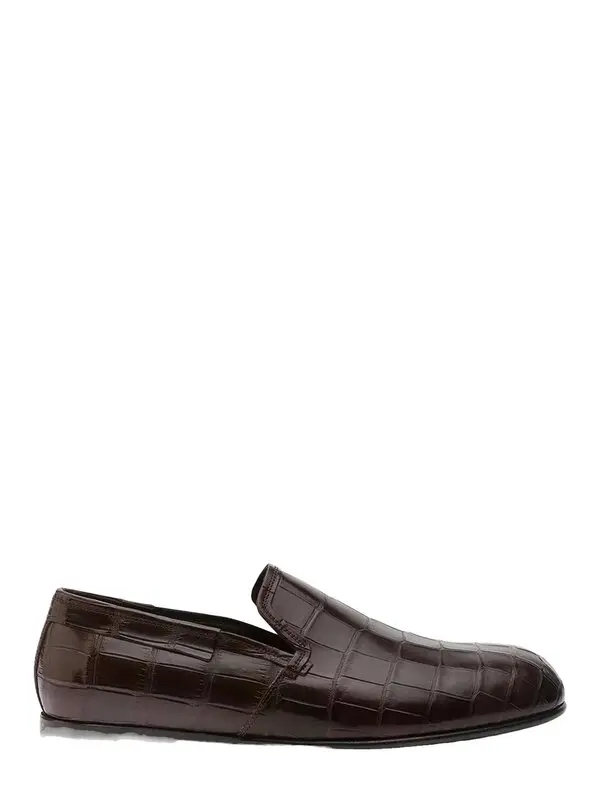 Dolce & Gabbana Crocodile-embossed Leather Loafers - Brown