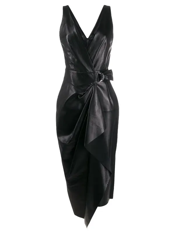 Isabel Marant Étoile Lamb Skin Draped D-ring Maxi Dress - Black