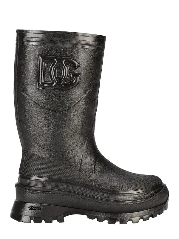 Dolce & Gabbana Embossed Logo Pull-on Boots - Black