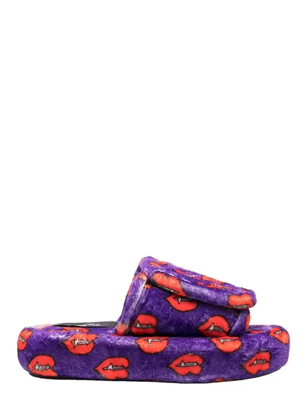 DUOLTD Fangs Print Terry Slippers - Purple