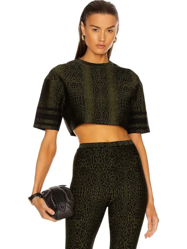 Alaïa Animalier Top - Noir & Vert