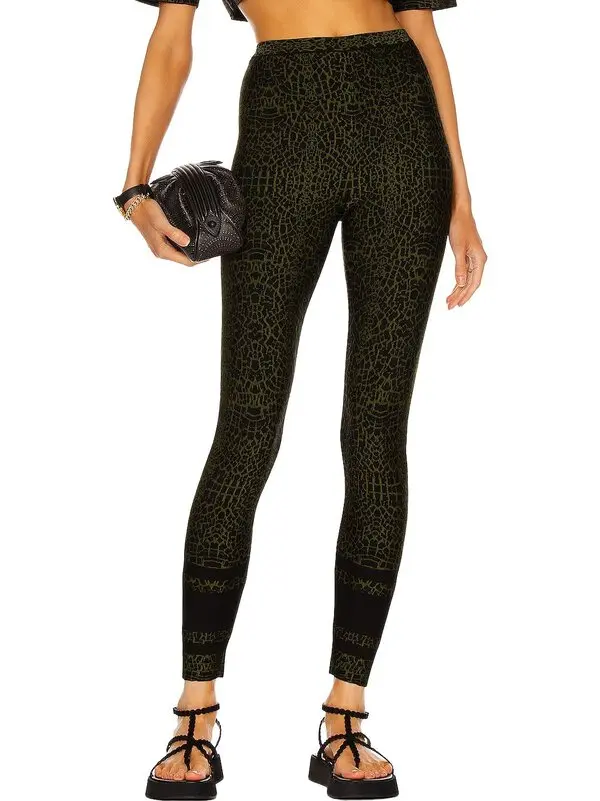 Alaïa Animalier Legging In Green - Noir & Vert