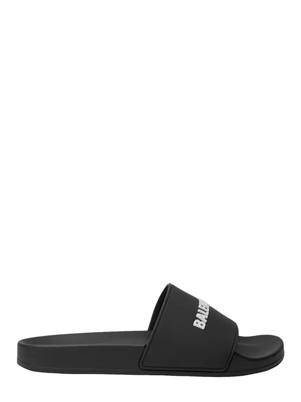 Balenciaga Logo Rubber Slides - Black