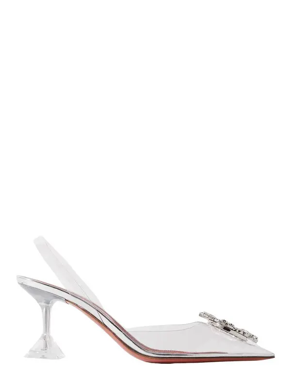 Amina Muaddi Begum Crystal-embellished Slingback Pumps - Neutrals