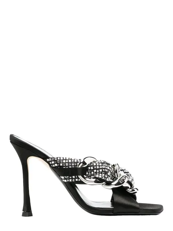 N°21 Chunky Chain Crystal-embellished Sandals - Black