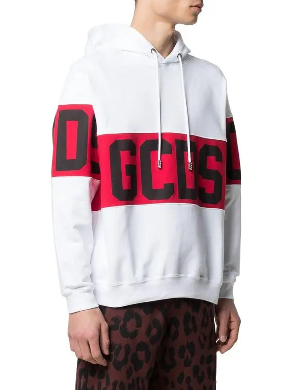 Gcds Logo Print Hoodie - White
