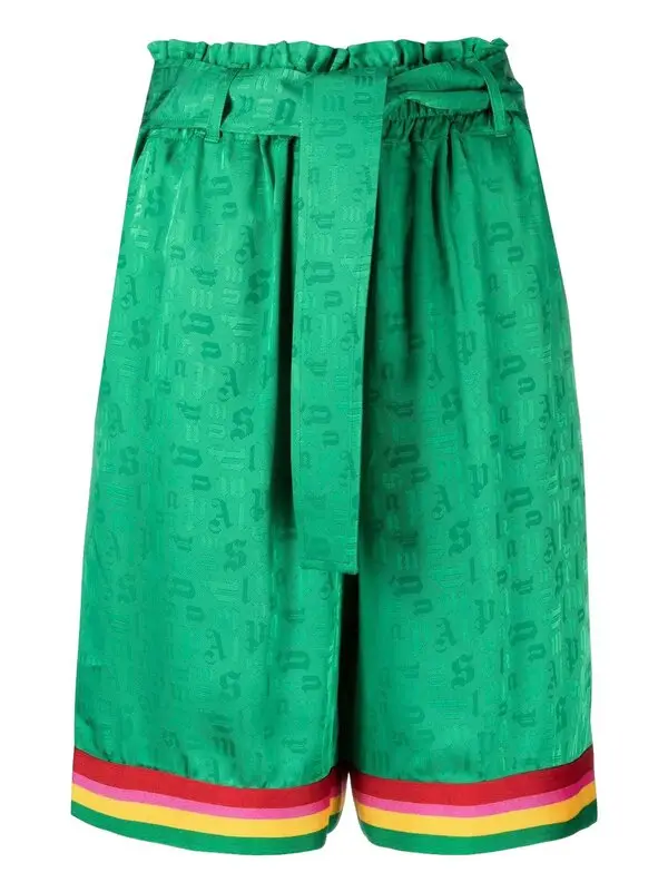 Palm Angels Logo-print High-waisted Shorts - Green