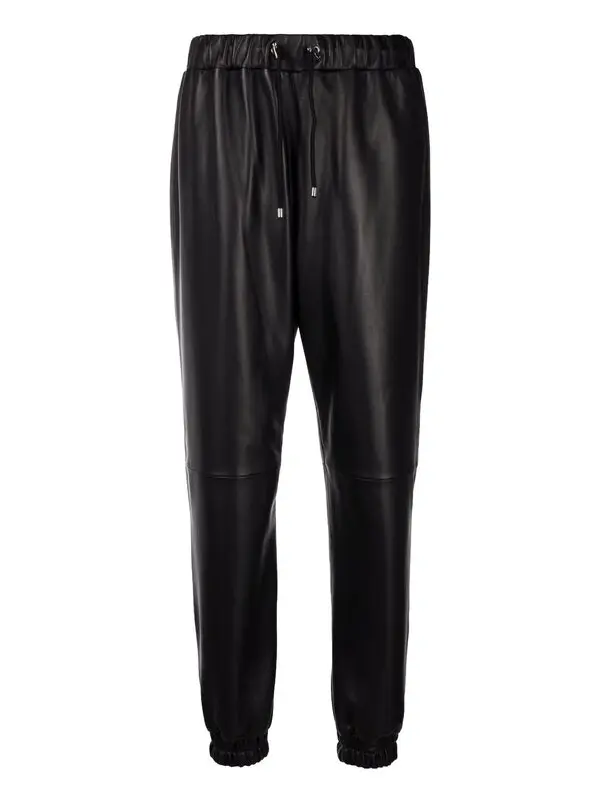 Philipp Plein Leather Track Pants - Black