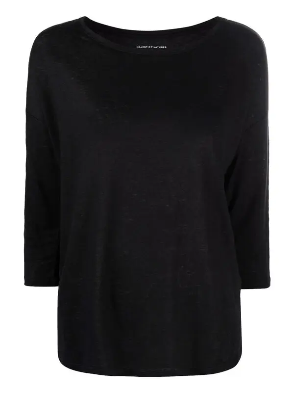Majestic Filatures Three-quarter Sleeve Top - Black