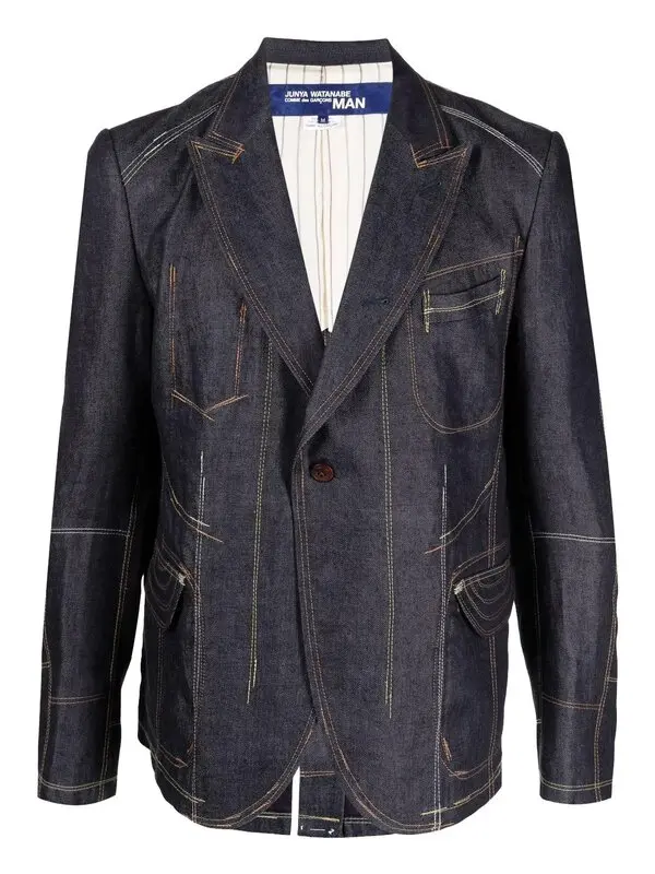 Junya Watanabe Contrast-stitched Denim Jacket - Blue
