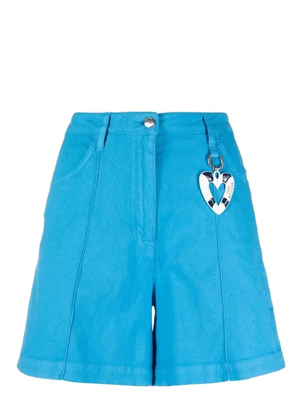Moschino Logo Charm Wide-leg Shorts - Blue