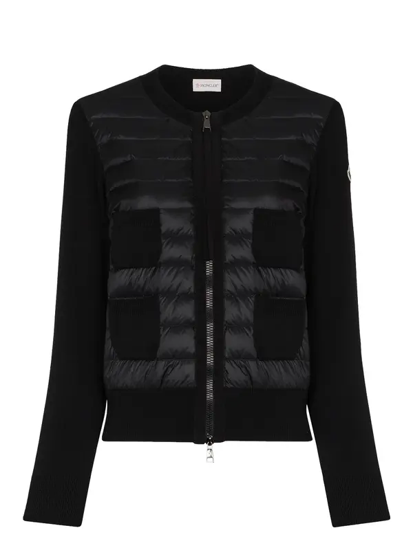Moncler Padded-panel Knitted Cardigan - Black