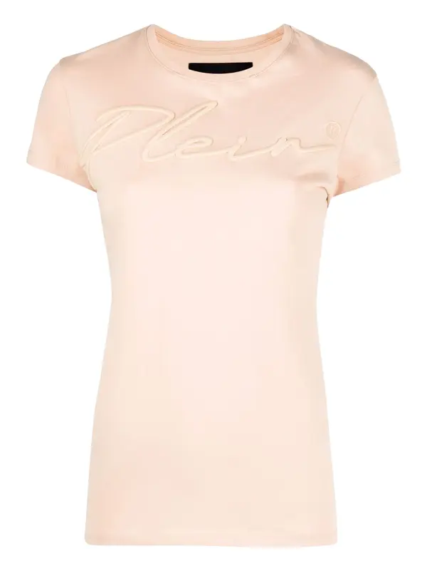 Philipp Plein Satin Logo-embroidered T-shirt - Neutrals