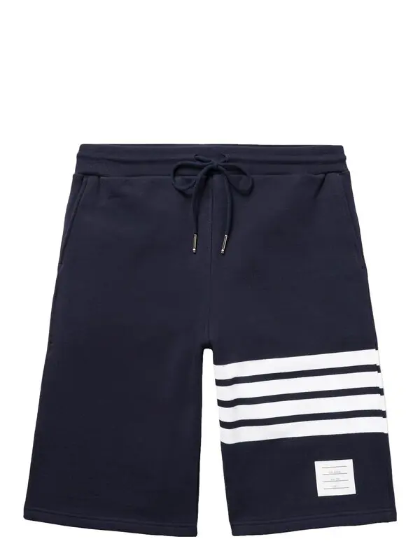 Thom Browne Striped Loopback Cotton-jersey Shorts - Blue