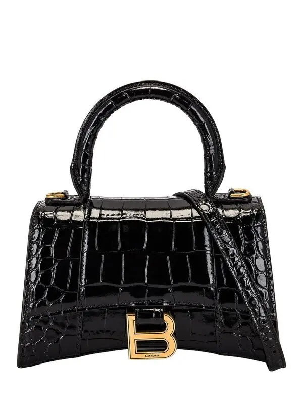 Balenciaga Xs Hourglass Top Handle Bag - Black