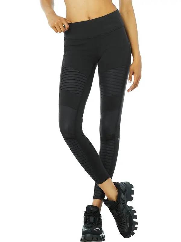 Alo Yoga Moto Legging - Black/black Glossy