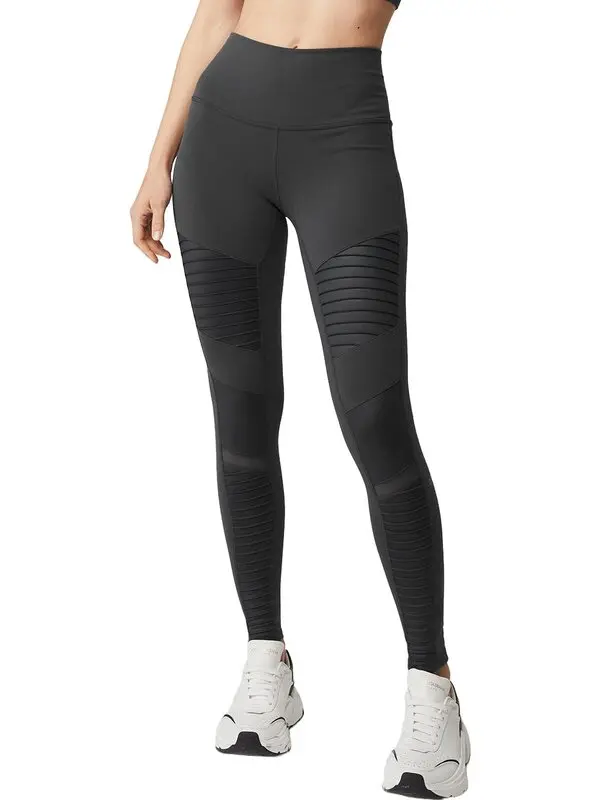 Alo Yoga High-waist Moto Legging - Anthracite/anthracite Glossy