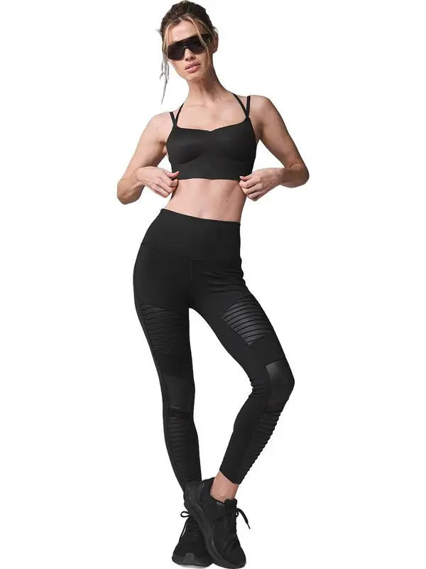 Alo Yoga High-waist Moto Legging - Black/black Glossy