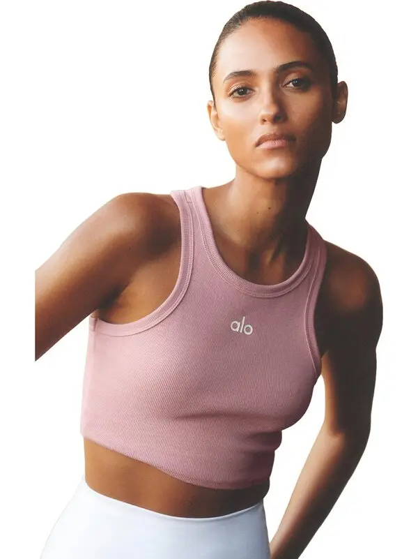 Alo Yoga Aspire Tank Top - Vintage Pink/white