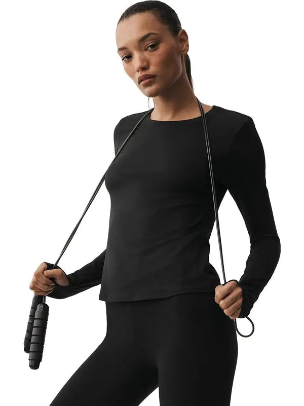 Alo Yoga Soft Finesse Long Sleeve Top - Black