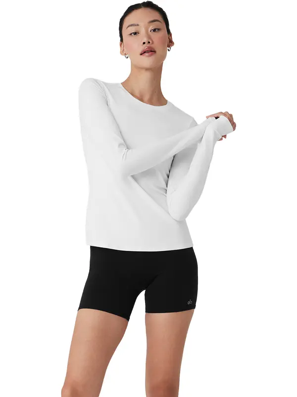 Alo Yoga Soft Finesse Long Sleeve Top - White